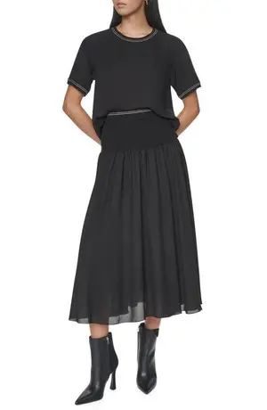 Dkny Mixed Media Skirt - Black