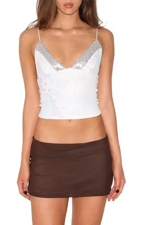 TIGER MIST Fenella Sequin Trim Crop Camisole - Cherry Blossom