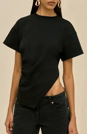 Cult Gaia Cata Asymmetrical T-shirt - Black