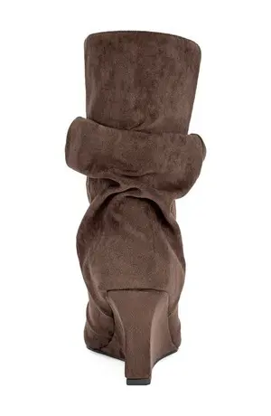 AZALEA WANG Alissa Slouchy Wedge Bootie - Chocolate