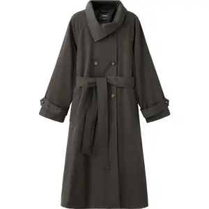 Mango Double Breasted Trench Coat - Chocolate
