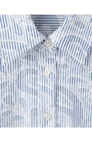 Mango Embroidered Stripe Button-up Shirt