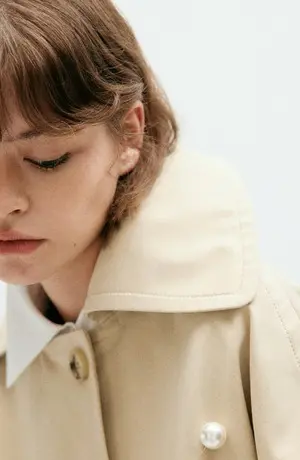Mango Waxed Short Trench Coat