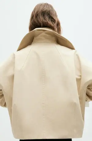 Mango Waxed Short Trench Coat