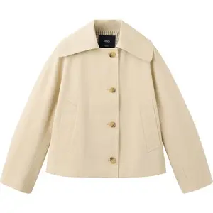 Mango Waxed Short Trench Coat - Beige