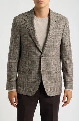 JACK VICTOR Midland Plaid Wool & Cashmere Sport Coat - Tan
