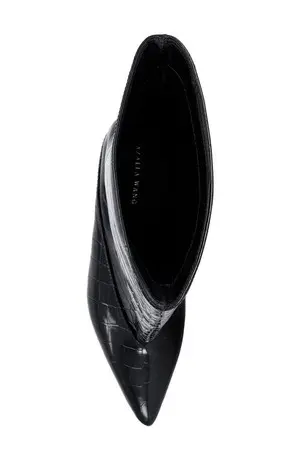 AZALEA WANG Hayek Croc Embossed Faux Leather Bootie - Black