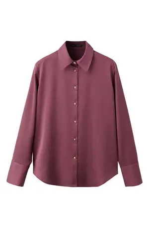Mango Regular Fit Satin Button-up Shirt