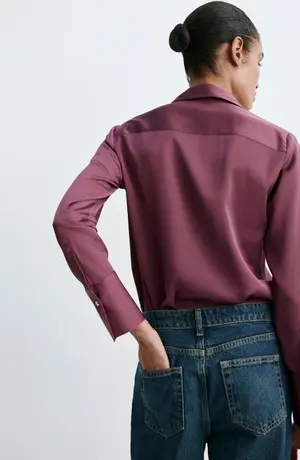 Mango Regular Fit Satin Button-up Shirt