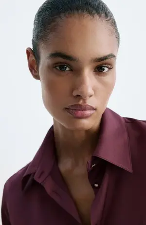 Mango Regular Fit Satin Button-up Shirt