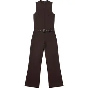 Mango Belted Sleeveless Jumpsuit - Brown