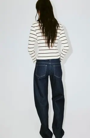 Mango Stripe Button & Loop Cotton Cardigan