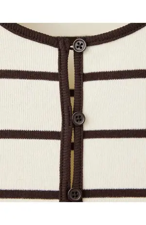 Mango Stripe Button & Loop Cotton Cardigan