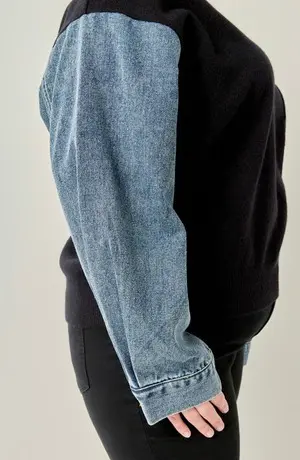 GREY LAB Denim Combo Sleeve Sweater