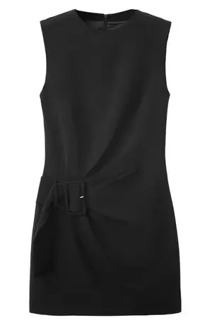 Mango Ruched Belted Minidress - Black