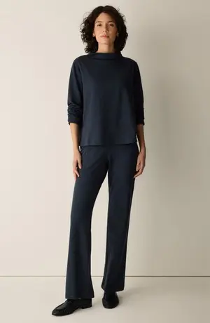 Eileen Fisher Funnel Neck Long Sleeve Top - Maritime