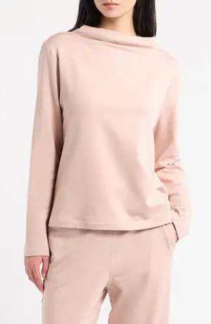 Eileen Fisher Funnel Neck Long Sleeve Top - Opal