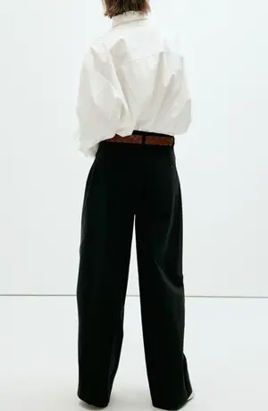 Mango Mid Rise Balloon Twill Pants - Black
