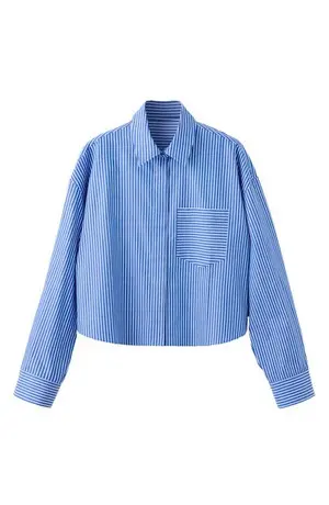 Mango Stripe Crop Button-up Shirt