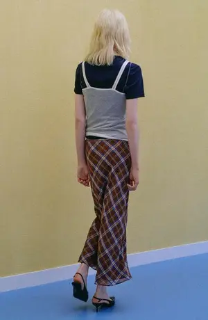 Mango Check Midi Skirt
