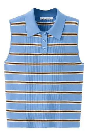 Mango Stripe Rib Polo Vest