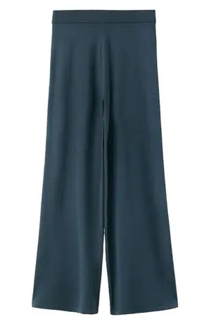 Mango Knit Wide Leg Trousers - Blue