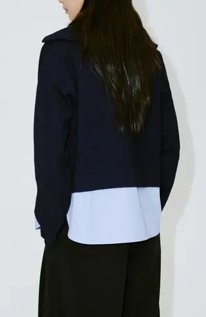 Mango Layered Knit Sweater With Shirt