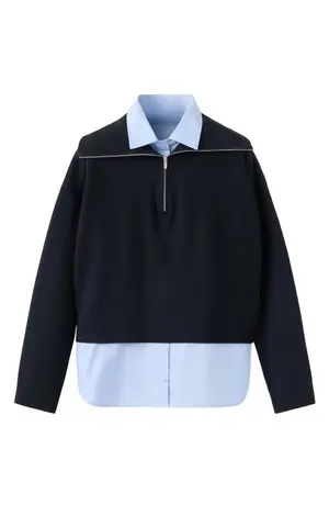 Mango Layered Knit Sweater With Shirt