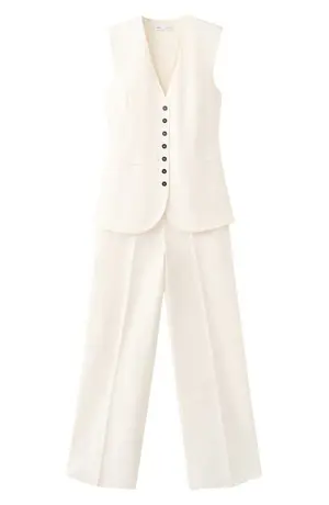 Mango Sleeveless Jumpsuit - Off White