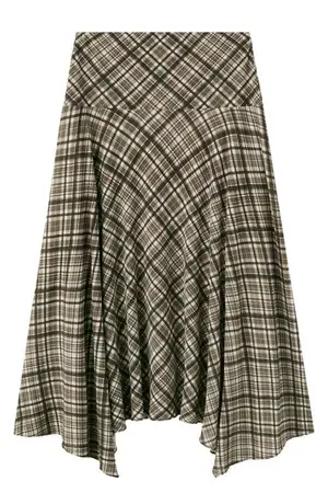 MANGO Check Asymmetric Maxi Skirt