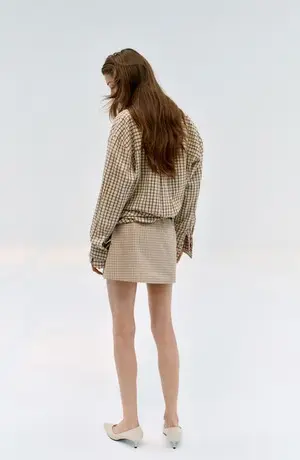 Mango Gingham Cotton Miniskirt