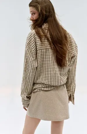 Mango Gingham Cotton Miniskirt