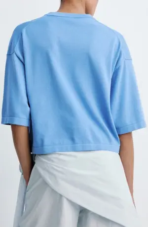 Mango Oversize Elbow Sleeve Cotton Sweater - Blue