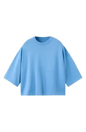 Mango Oversize Elbow Sleeve Cotton Sweater - Blue