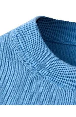 Mango Oversize Elbow Sleeve Cotton Sweater - Blue