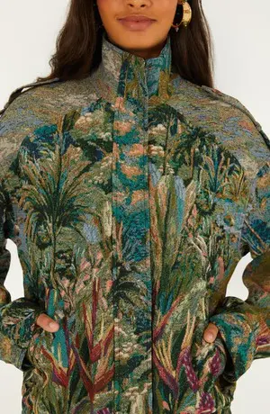 Farm Rio Petricor Jacquard Short Jacket - Green