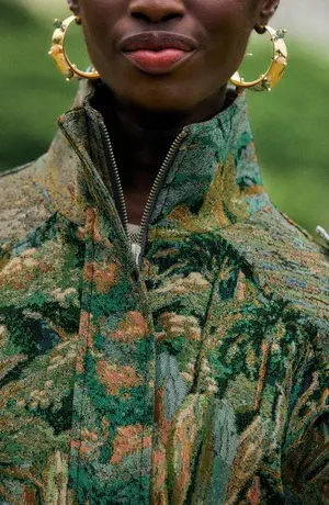 Farm Rio Petricor Jacquard Short Jacket - Green