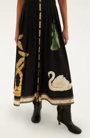 Farm Rio Vintage Souvenirs Midi Dress - Black