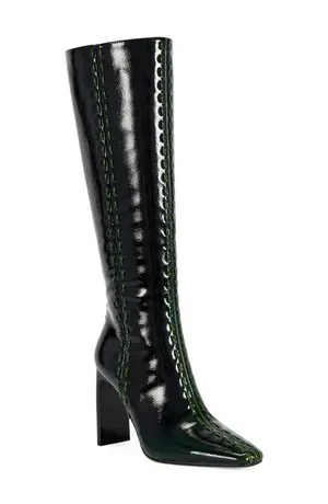 AZALEA WANG Jexa Faux Leather Knee High Boot - Green Multi