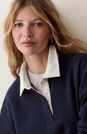 Marine Layer Cloud 9 Cotton Blend Fleece Polo Sweatshirt