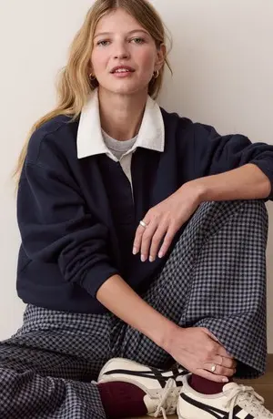 Marine Layer Cloud 9 Cotton Blend Fleece Polo Sweatshirt