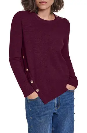 Karl Lagerfeld Paris Button Detail Sweater Cherry Lacquer