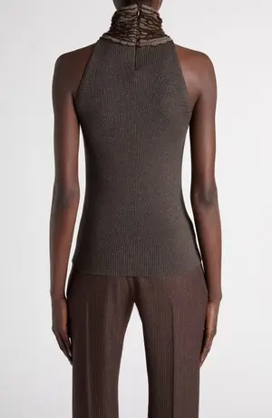 Alexander McQueen Wool Blend High Neck Sleeveless Top