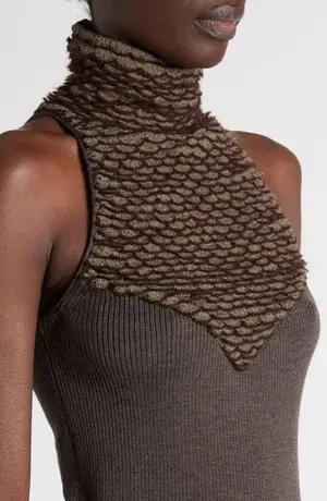 Alexander McQueen Wool Blend High Neck Sleeveless Top