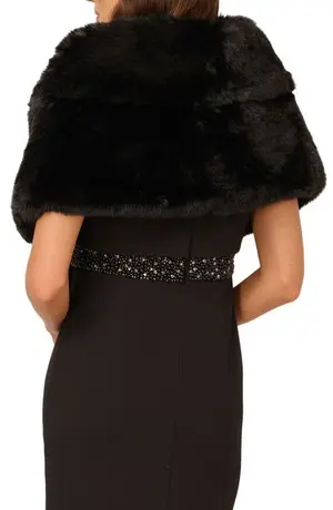 Adrianna Papell Faux Fur Coverup Caplet