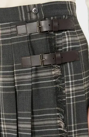 Max Mara Prisma Plaid Pleated Midi Skirt