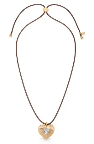 Ettika Heart Pendant Cord Necklace - Clear