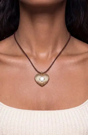 Ettika Heart Pendant Cord Necklace - Clear