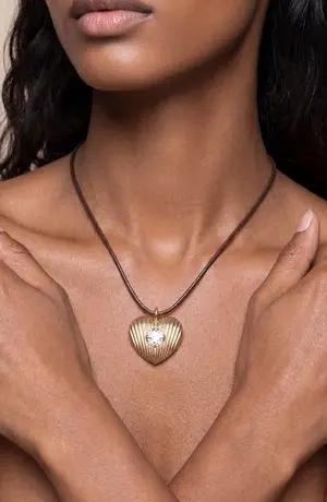 Ettika Heart Pendant Cord Necklace - Clear