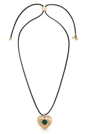 Ettika Heart Pendant Cord Necklace - Green